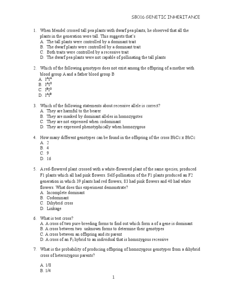 Genetic Inheritance | PDF | Dominance (Genetics) | Zygosity