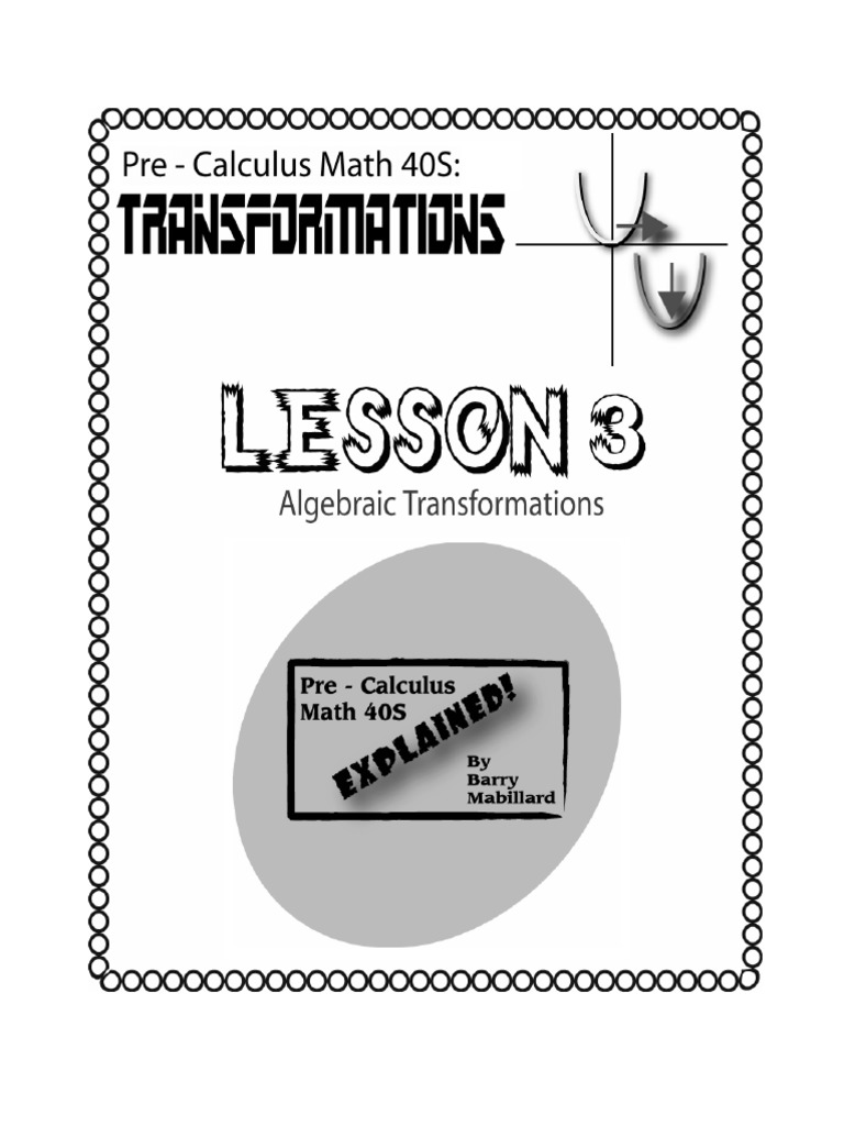 Pre-Calculus Math 40s - Transformations Lesson 3 | PDF | Cartesian ...