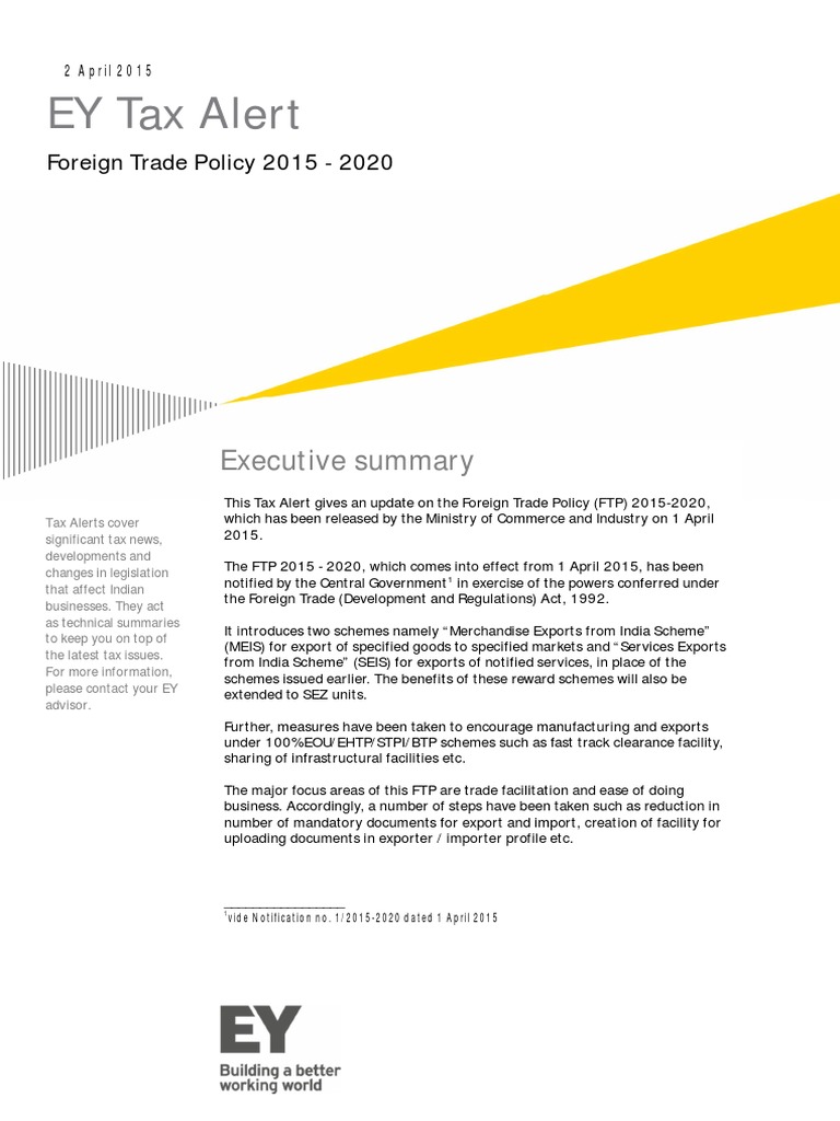 EY Tax Alert: Executive Summary | PDF | Exports | Invoice