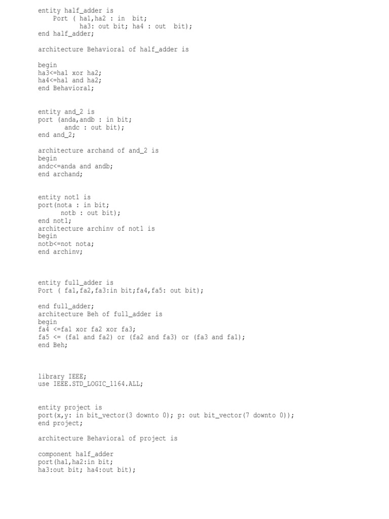 Baugh Wooley Multiplier VHDL CODE | PDF | Computing And Information Technology
