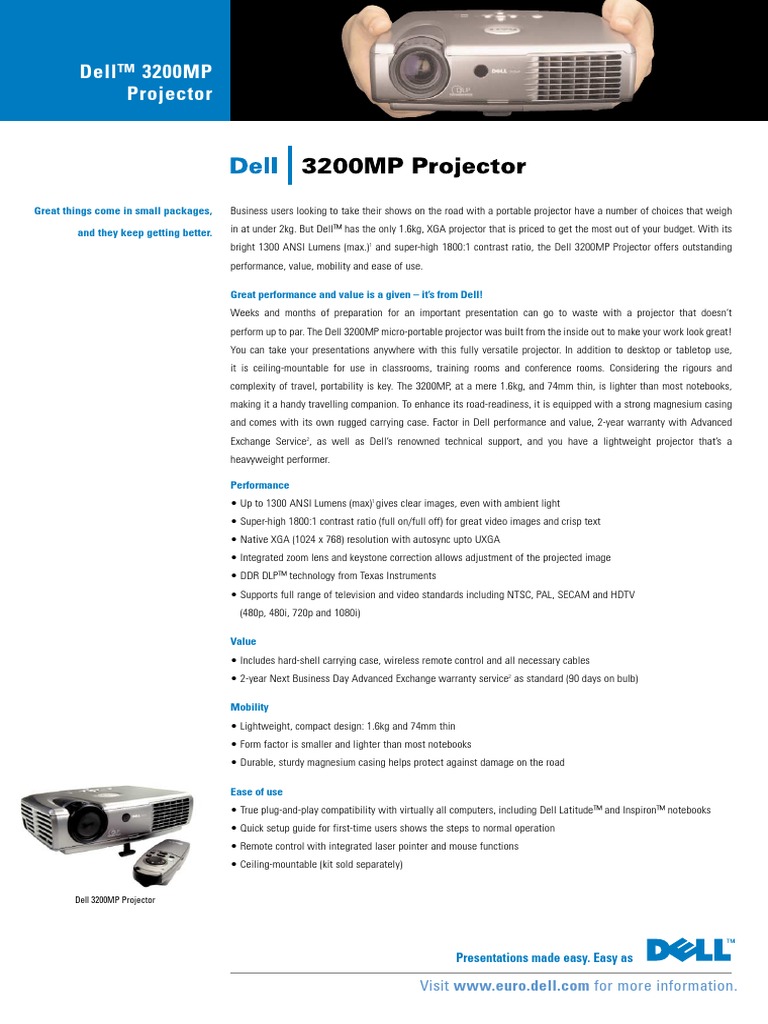 Dell™ 3200MP Projector: Great Things Come in Small Packages, and They ...