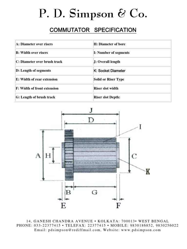 Commutator Specification Details | PDF