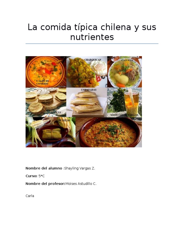 Comida Chilena | PDF | Nutrientes | Caloría