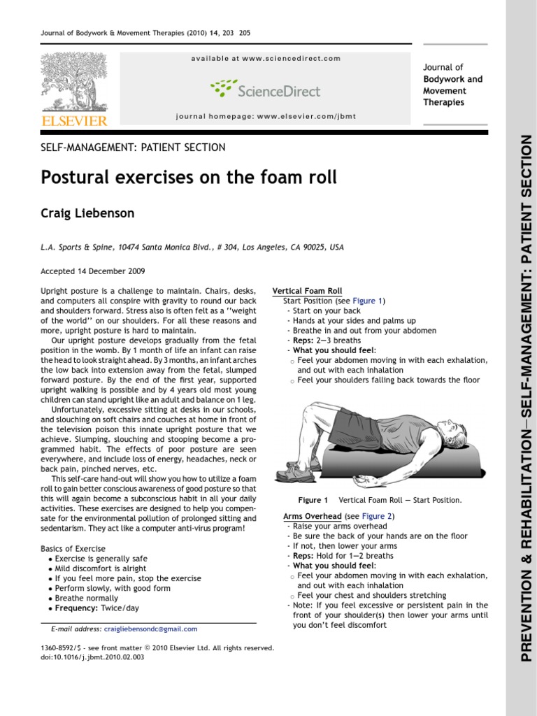 Postural Exercises On The Foam Roll | PDF | Thorax | Human Anatomy