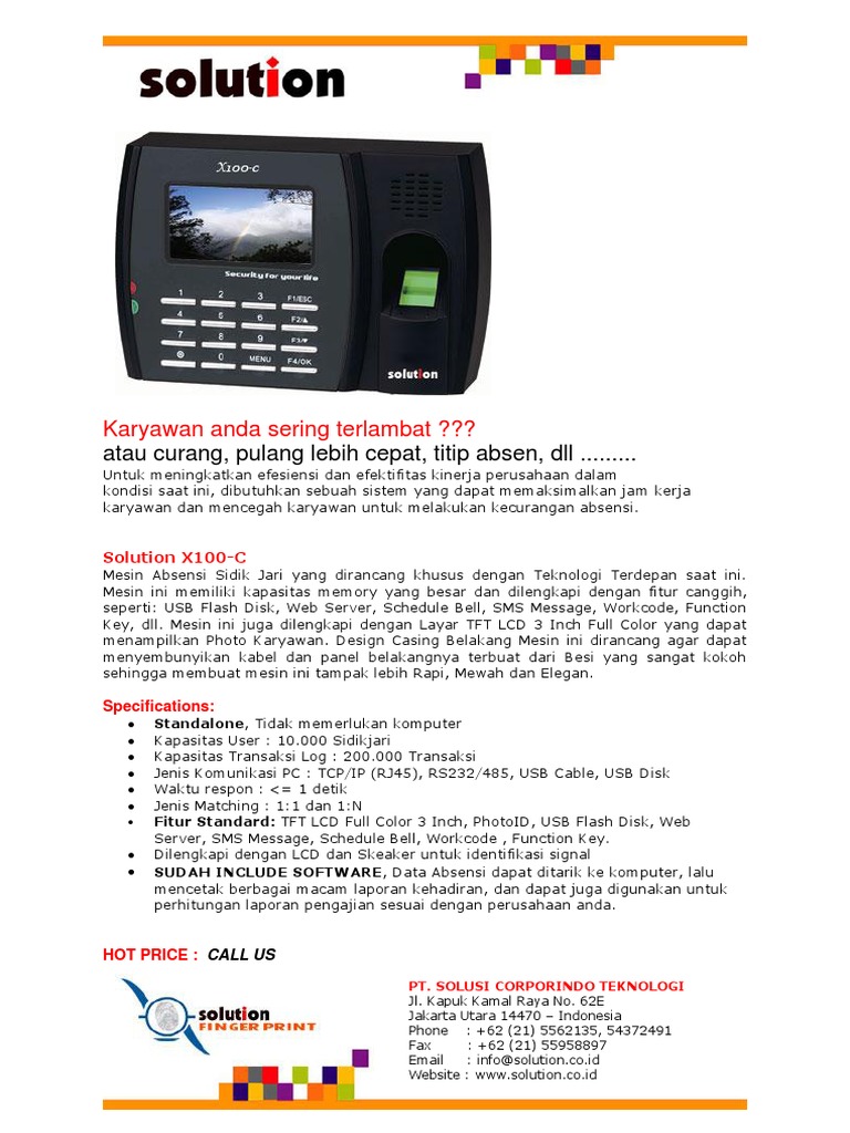 Brosur Fingerprint X100C | PDF