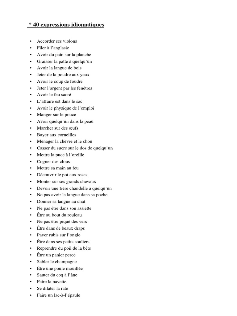 40 Expressions Idiomatiques | PDF