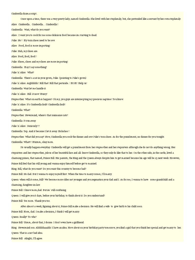 Cinderella Drama Script | PDF | Cinderella