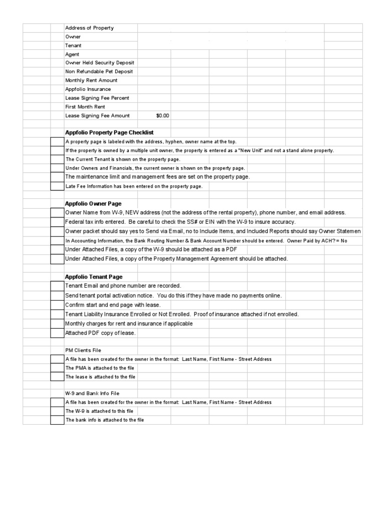 Leasing Checklist | PDF