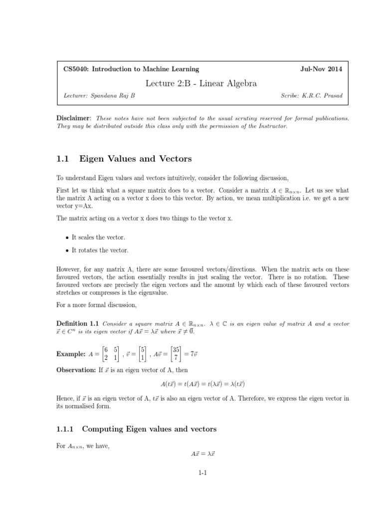 Linear Algebra & Singular Value Decomposition | PDF | Eigenvalues And Eigenvectors | Matrix ...