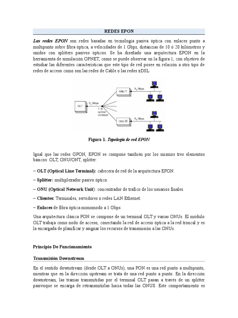 Redes Epon | PDF | Red de computadoras | Transmisión de datos
