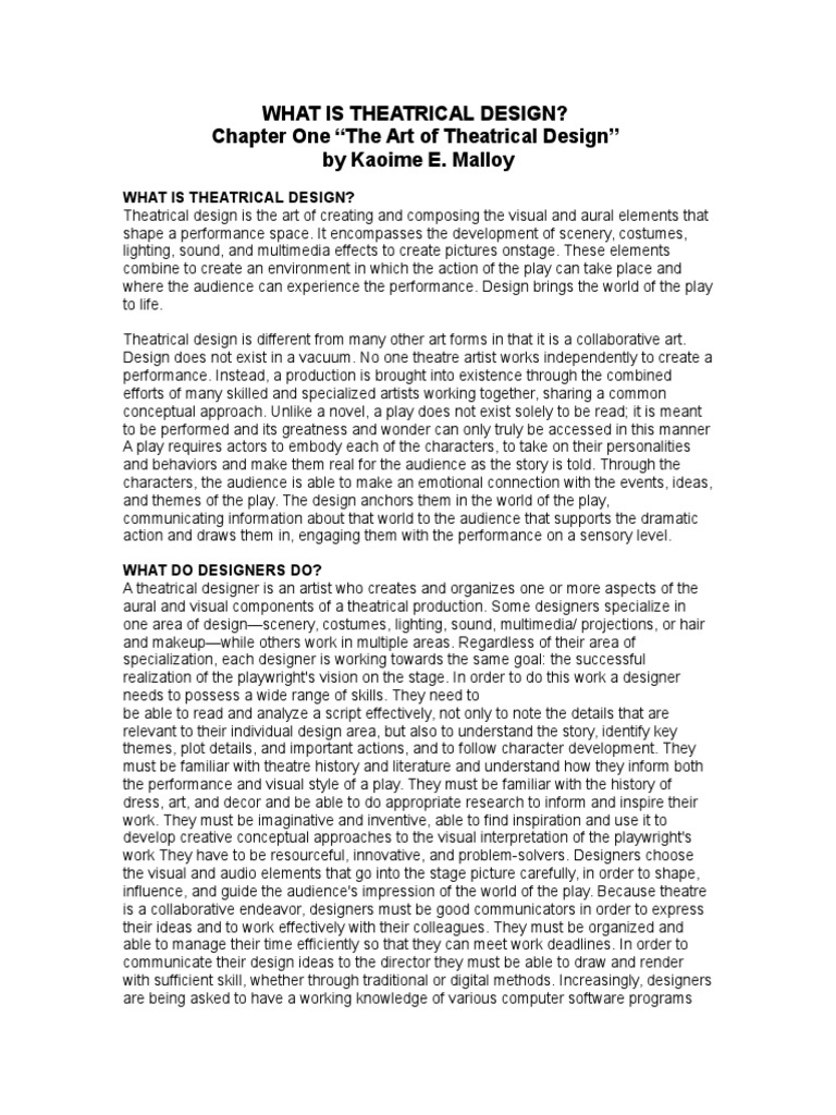 What is Theatrical Design | Theatre | Design | Free 30-day Trial | Scribd