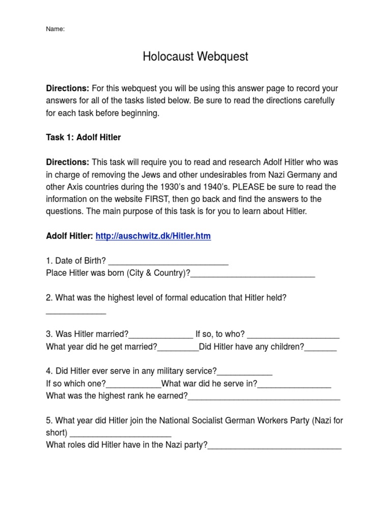 Holocaust Webquest | PDF | Politics