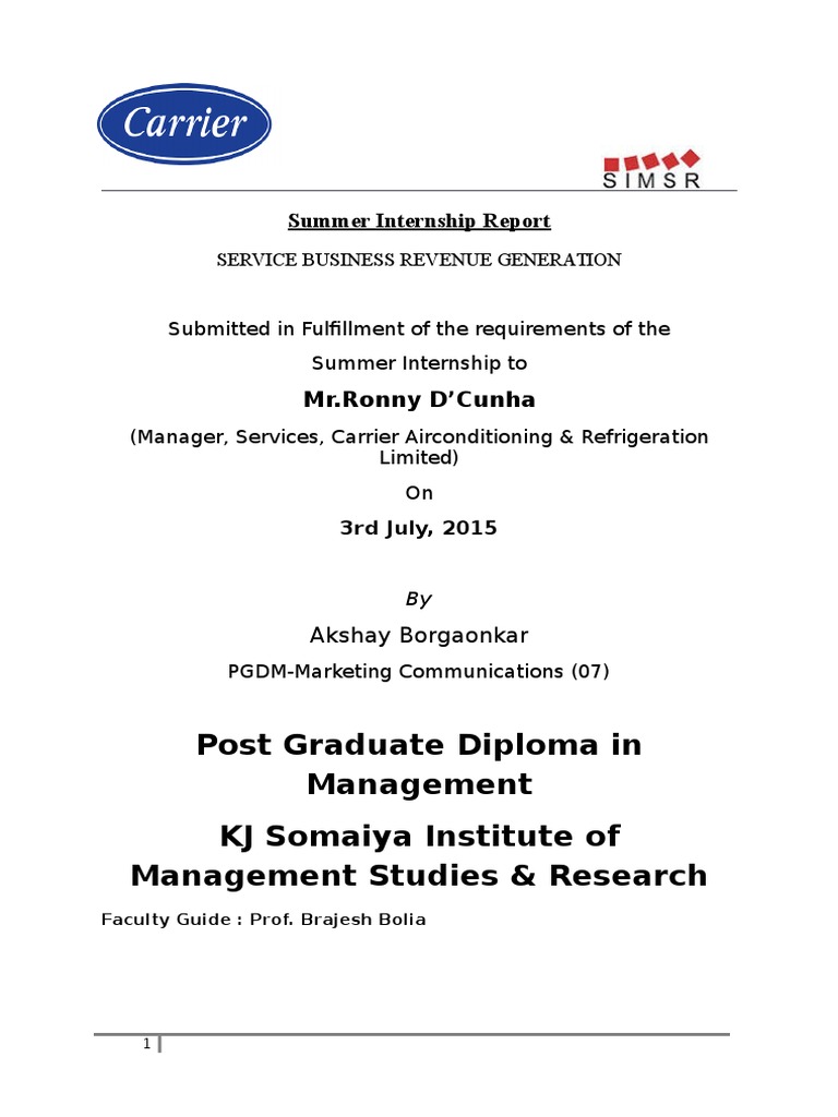 CARRIER FINAL REPORT - Akshay Borgaonkar PG MC-07 | PDF | Carrier ...