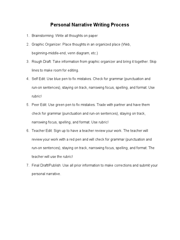 Personal Narrative Writing Process | PDF | Career & Growth | Art