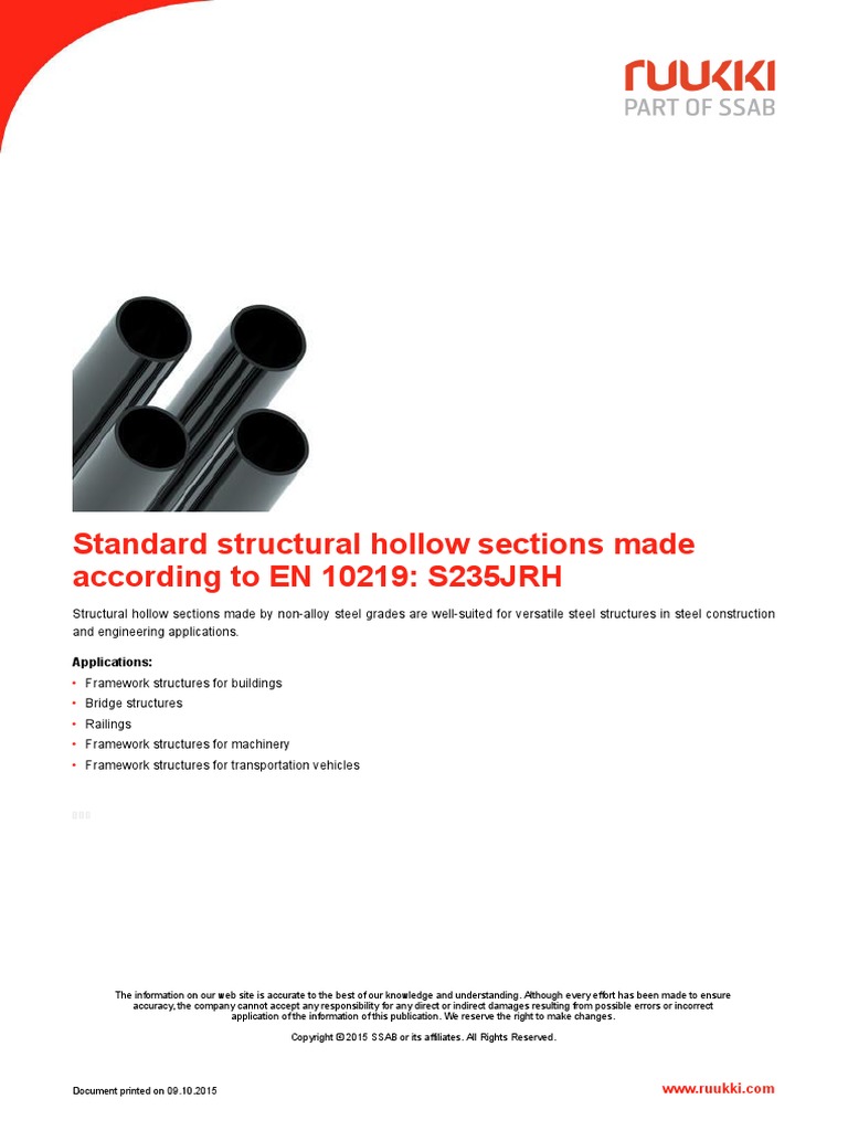 Standard Structural Hollow Sections Made According To EN 10219 S235JRH ...
