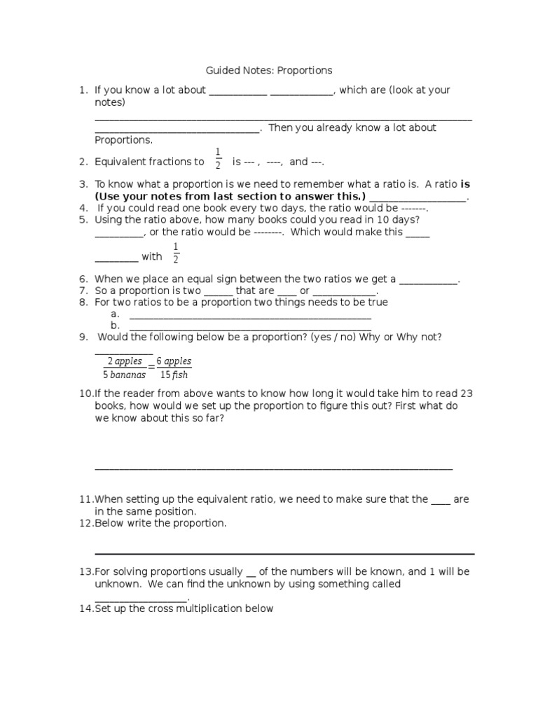 Guided Notes Proportions | PDF