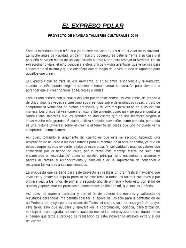 El Expreso Polar: Proyecto Teatral Navideño | PDF | Navidad | Teatro