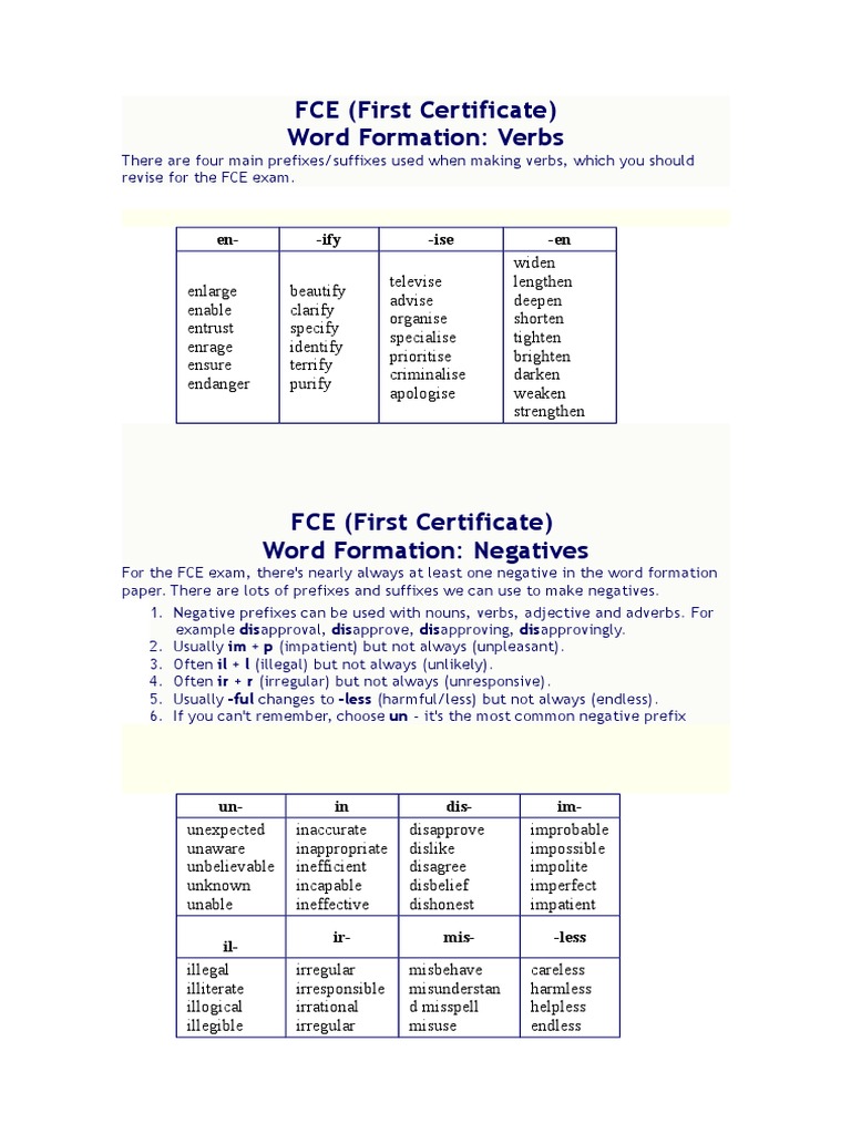 Wordformation FCE | PDF | Adjective | Noun