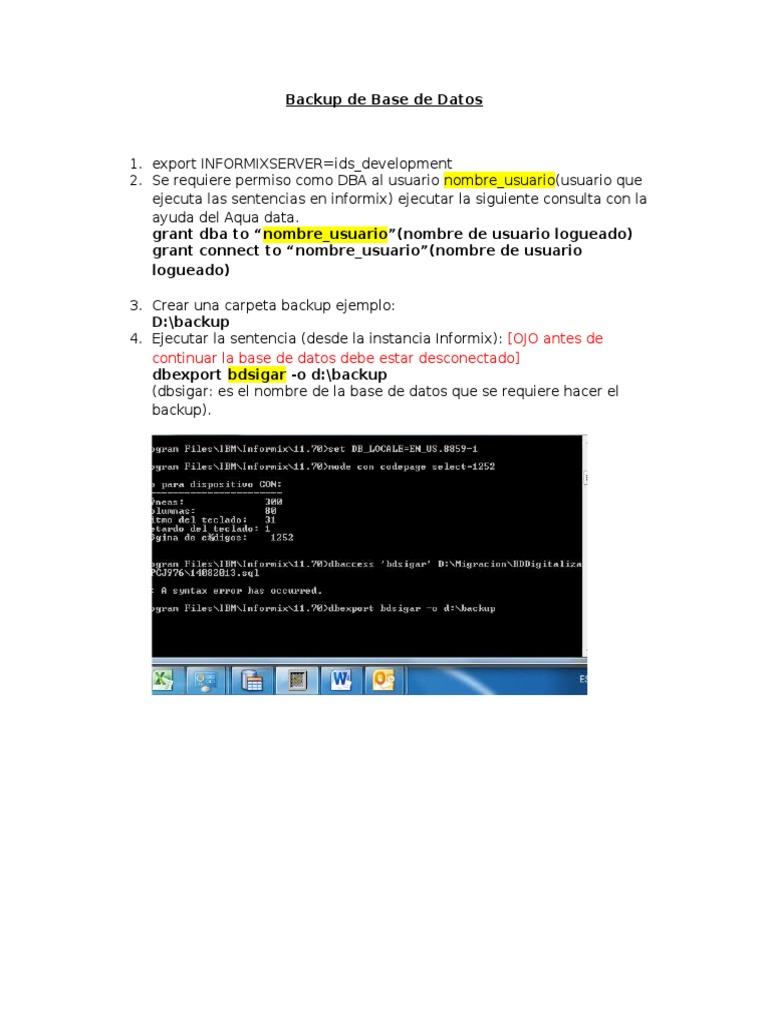 Tutorial Backup BD Informix | PDF