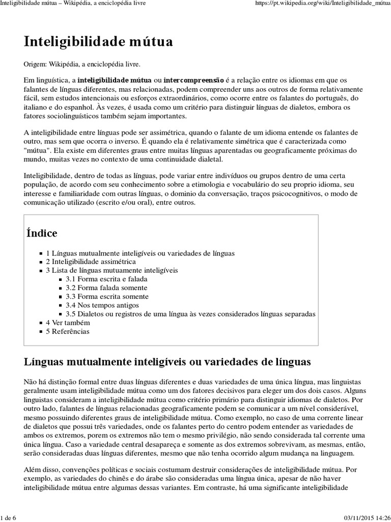 Inteligibilidade Mútua | PDF | Dialetologia | Linguística