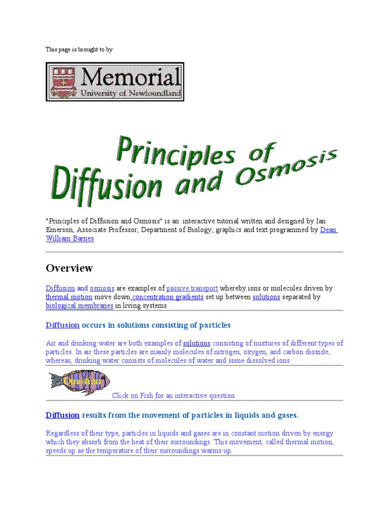 Principles of Osmosis and Diffusion | PDF | Osmosis | Solution