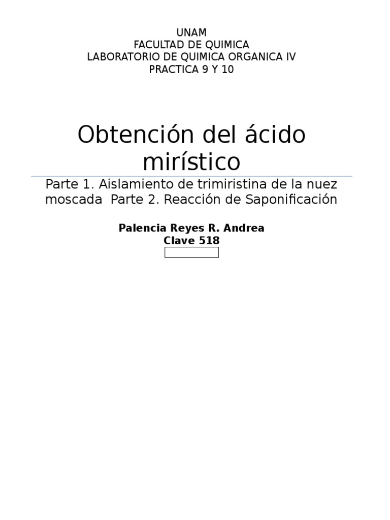 Obtención de ácido mirístico y trimiristina | PDF | Compuestos químicos ...