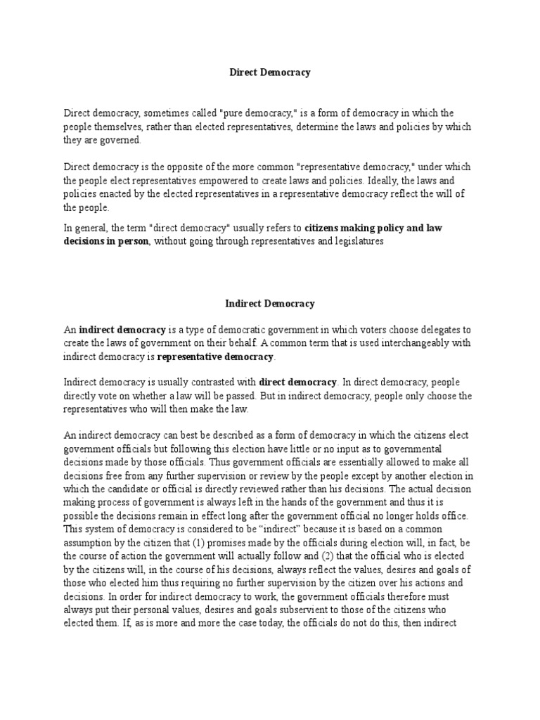 Direct Democracy Notes | PDF | Elections | Democracy