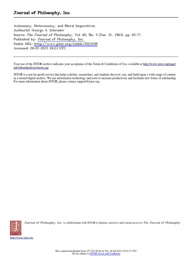 Autonomy, Heteronomy and Moral Imperatives | PDF | Immanuel Kant | Autonomy