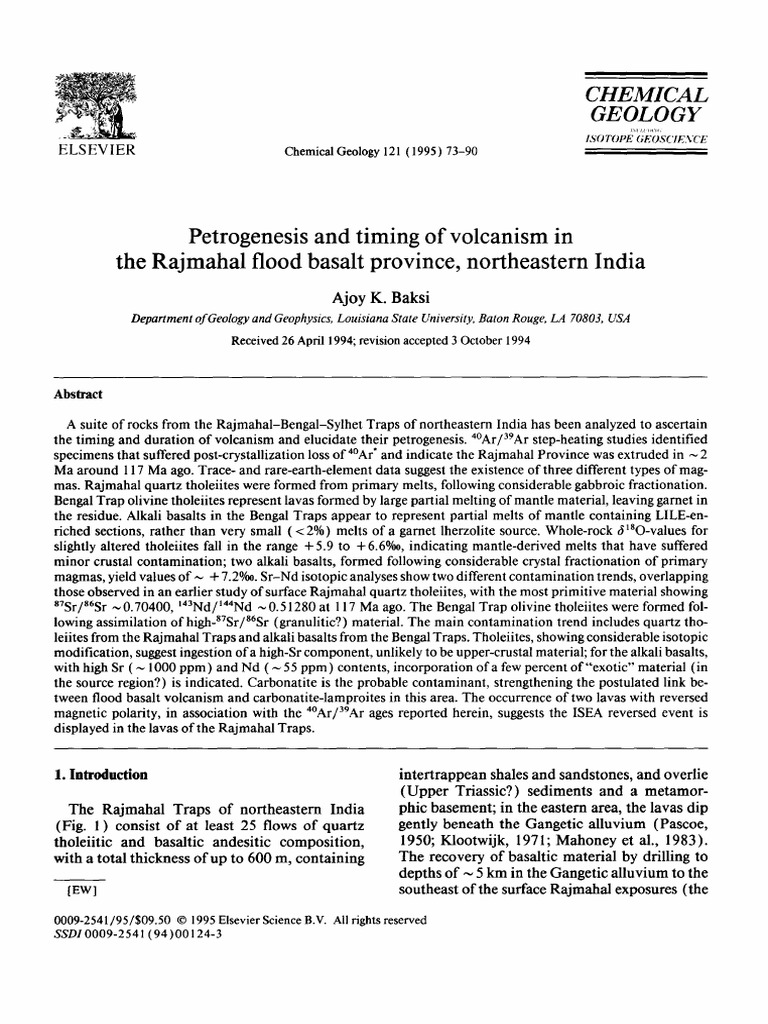 Rajmahal Traps Petrogenesis | PDF | Basalt | Magma