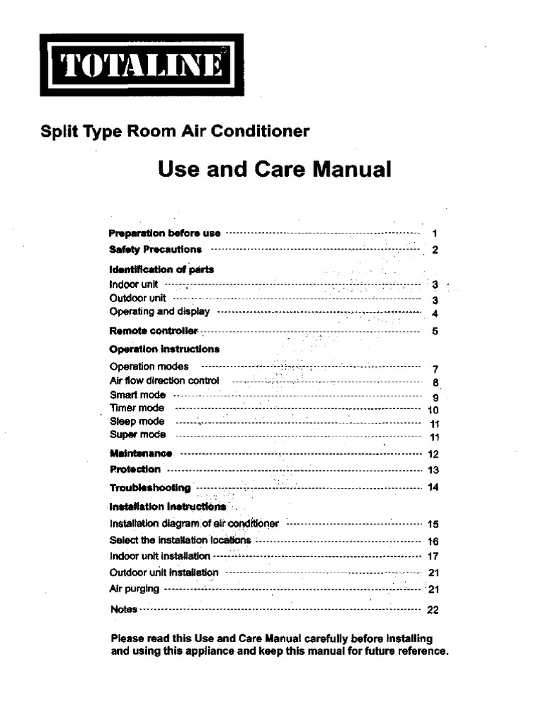 Totaline Air Conditioner | PDF | Heat Pump | Air Conditioning
