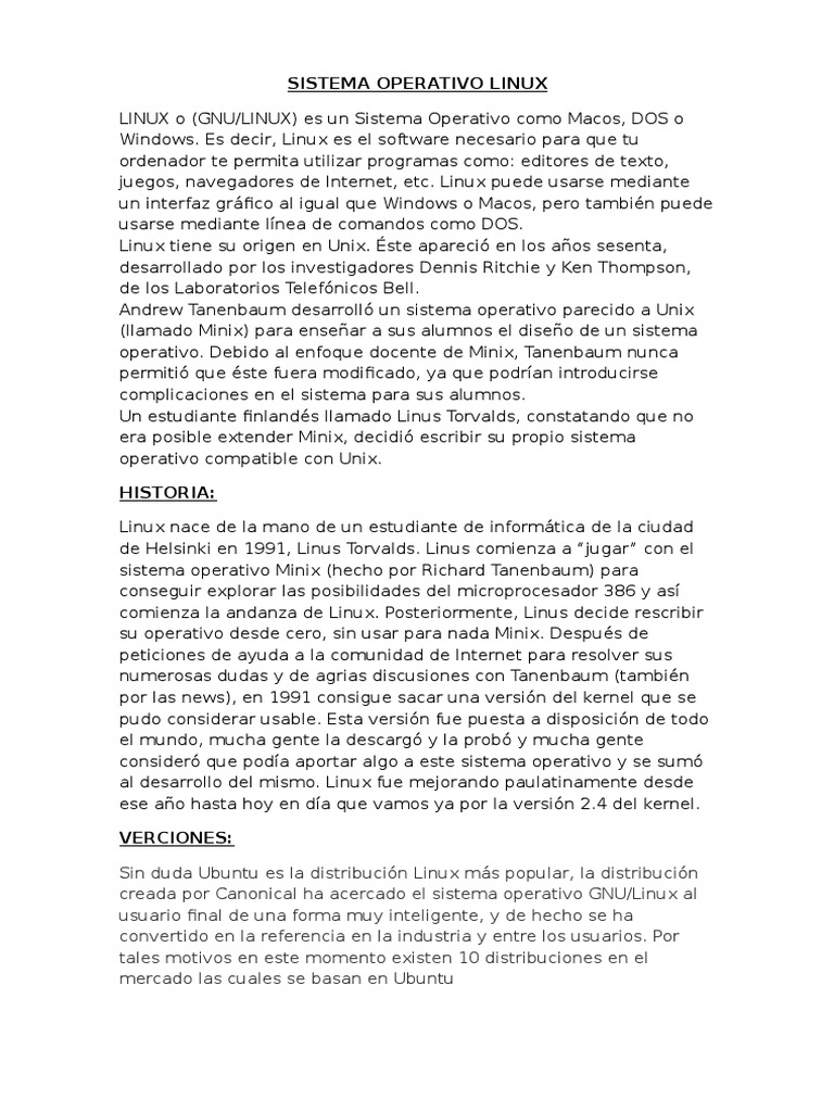 Introducción al sistema operativo Linux: historia, versiones, comparación con Windows y ventajas ...