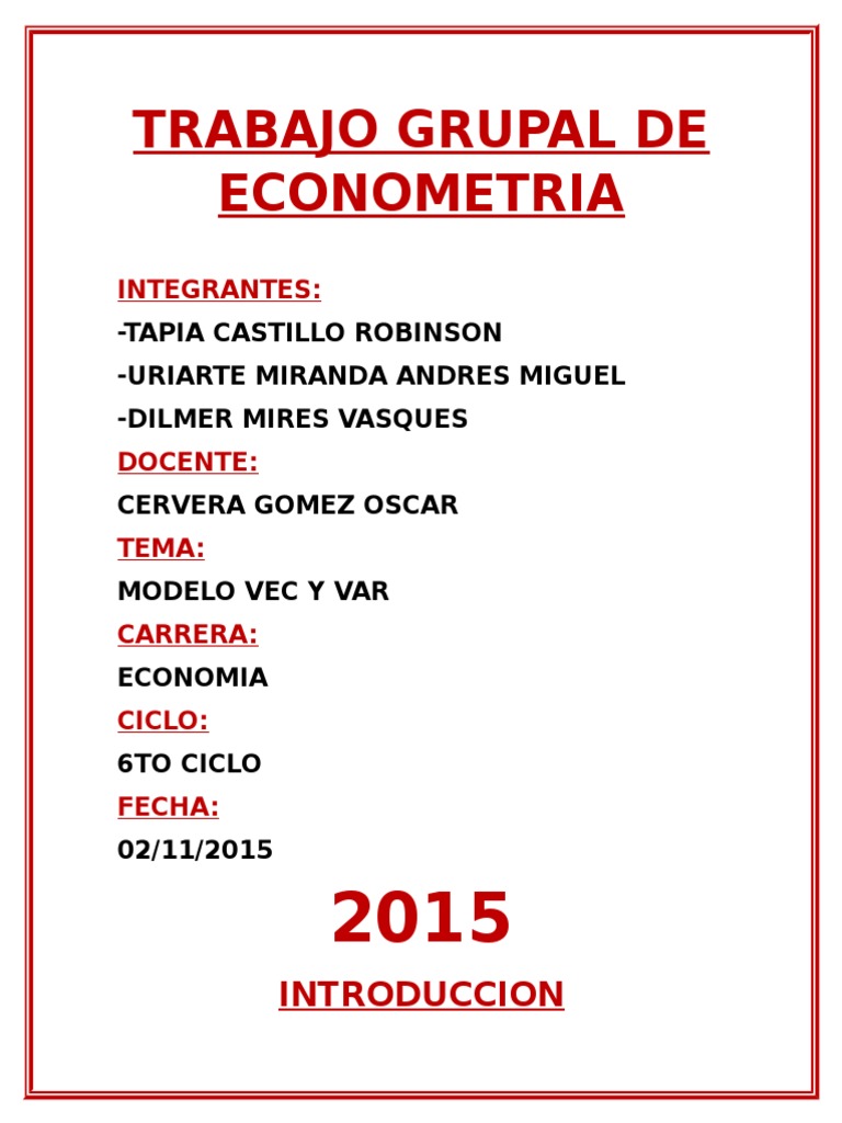 Modelo Vec y Modelo Var | PDF | Econometría | Ecuaciones