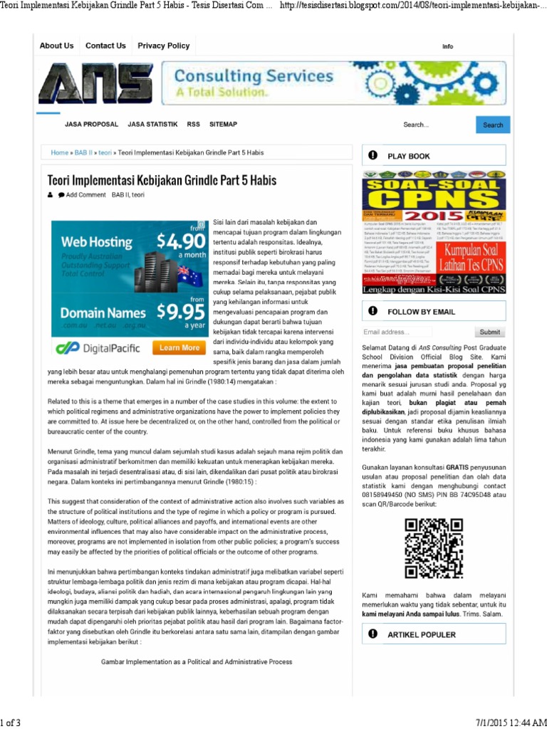 Implementasi Kebijakan Grindle | PDF