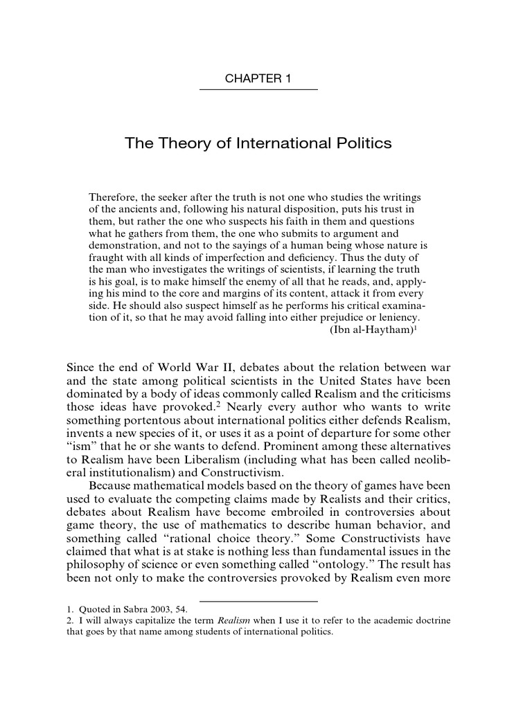 Understanding International Politics Theories | PDF | Science & Mathematics