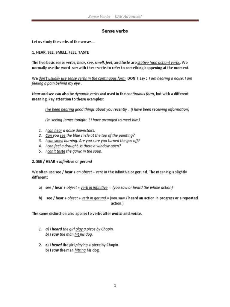 Sense Verbs | Verb | Adjective