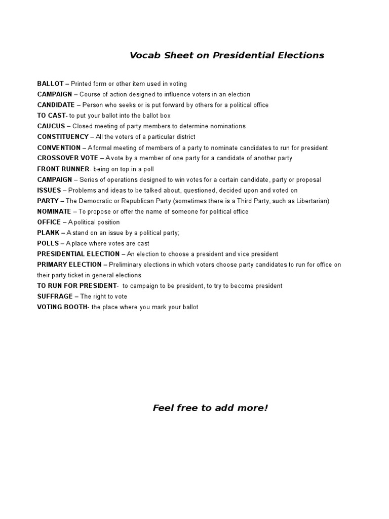 Glossary of Presidential Election Terms | PDF