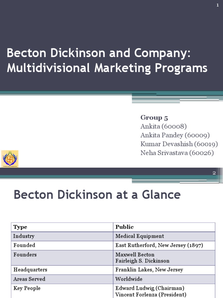 Becton Dickinson's Multidivisional Strategy | PDF | Strategic ...