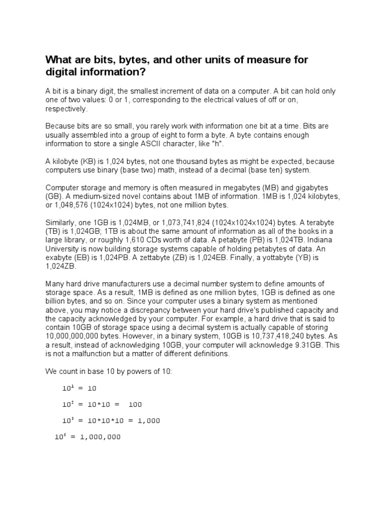 Understanding Bits and Bytes in Computing | PDF | Byte | Bit