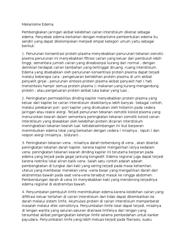Mekanisme Edema | PDF