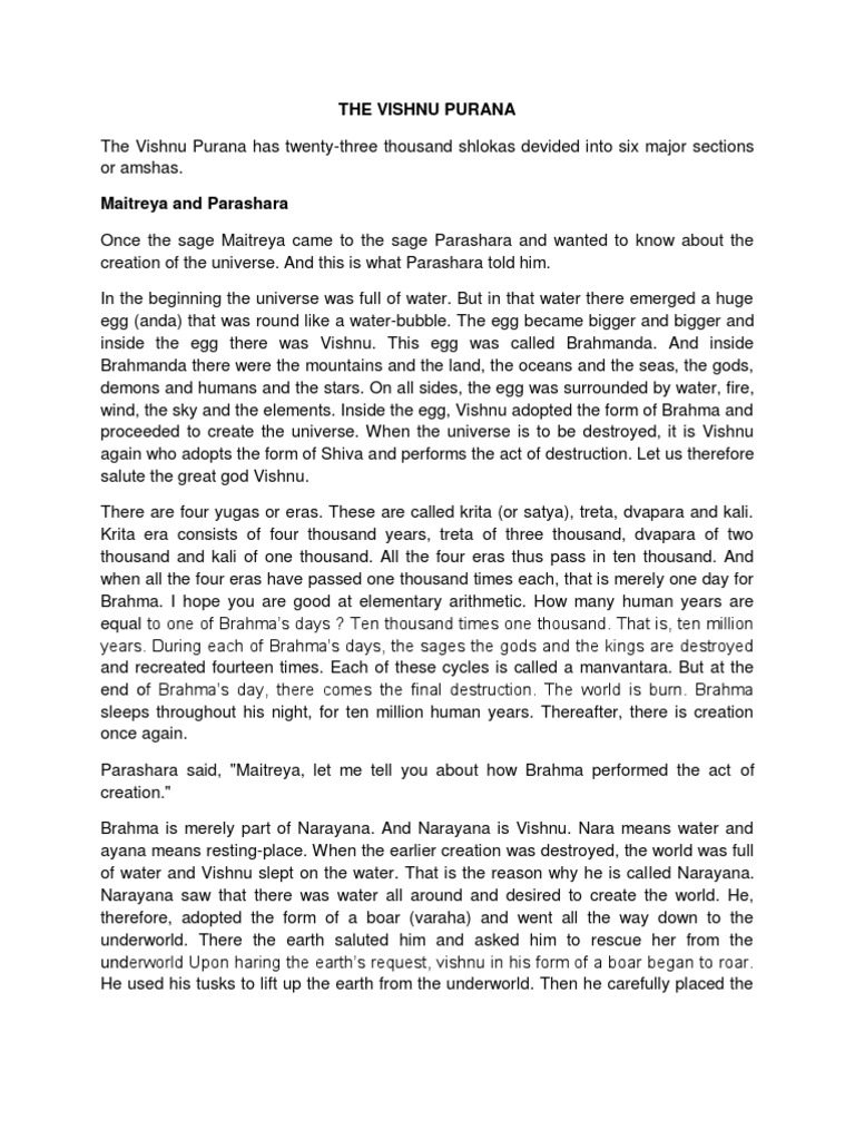 The Vishnu Purana | PDF | Hindu Mythology | Hindu Literature