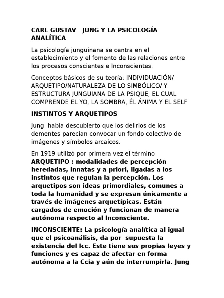 Carl Gustav Jung y La Psicología Analítica | PDF | Psicologia analitica ...