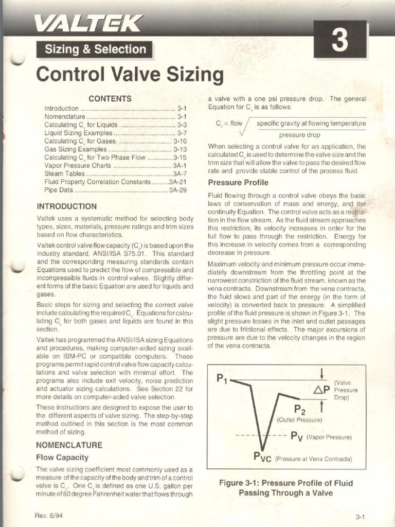 Valtek Sizing Valves | PDF | Pressure | Fluid Dynamics