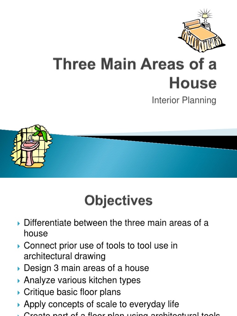 PP - 3 Main Areas of A House | PDF | Kitchen | Bedroom
