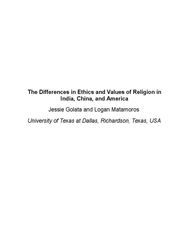 The Differences in Ethics and Values of Religion in India | PDF | Value ...