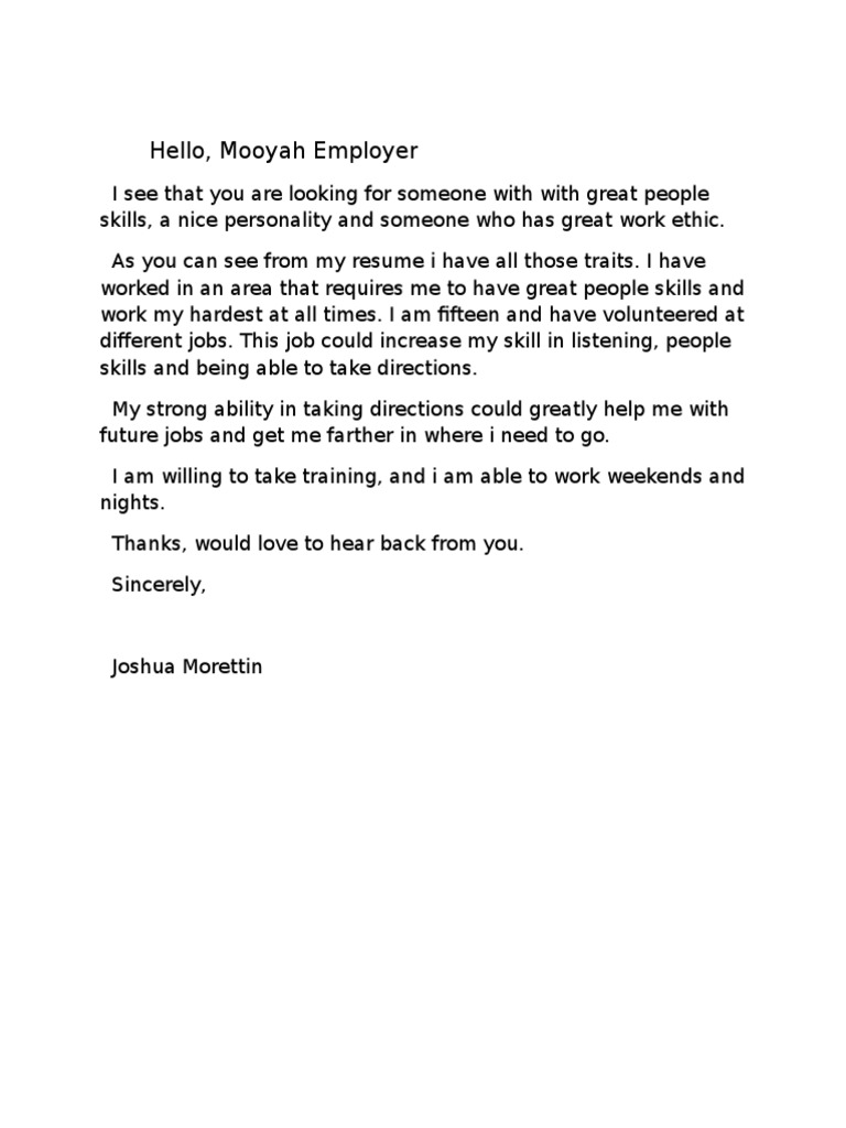 Application Letter from Joshua Morettin | PDF