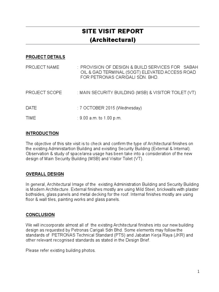SOGT - Architectural Site Visit Report | PDF | Building | Buildings And ...