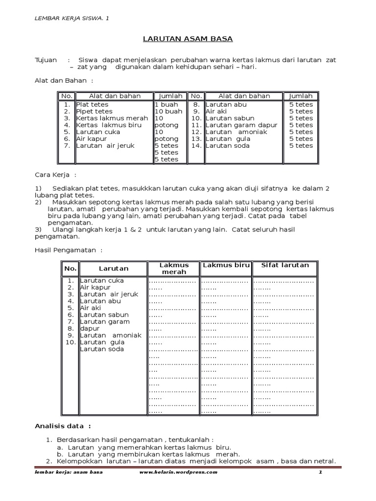 Praktikum Indikator Asam Basa Lakmus | PDF | Seni