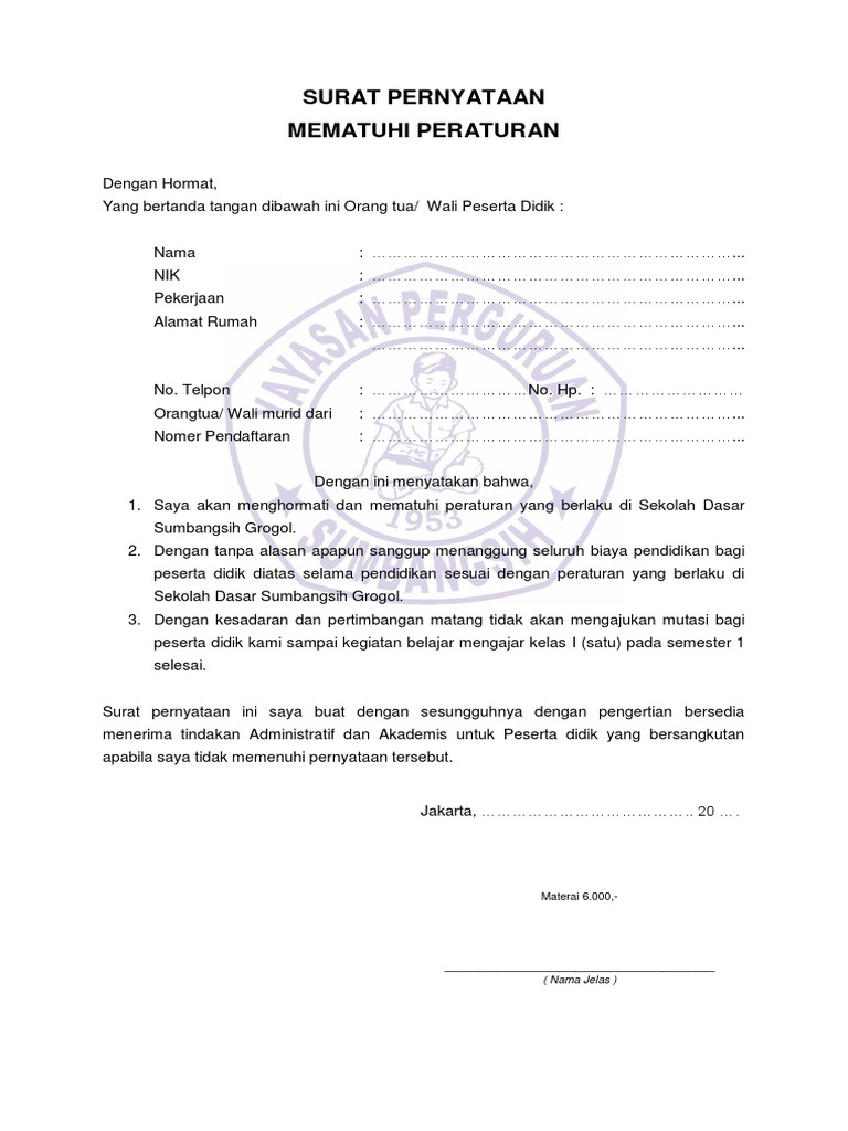 Surat Pernyataan PPDB | PDF