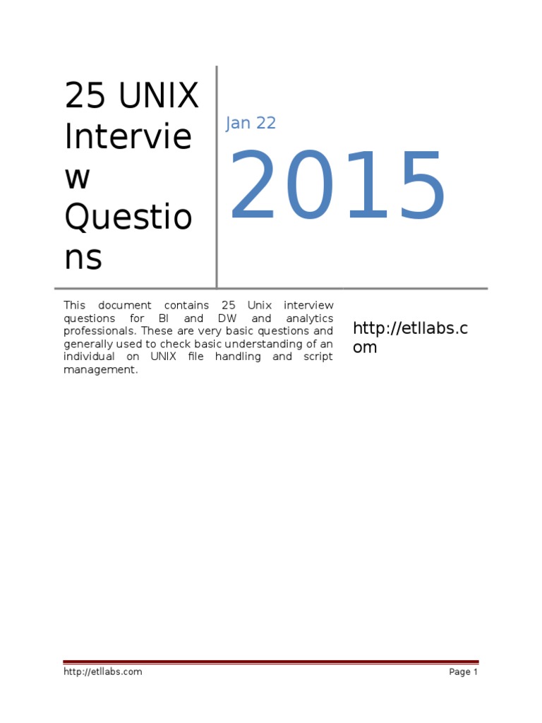 25 UNIX Interview Questions For BI and DW Professional | PDF | Secure ...