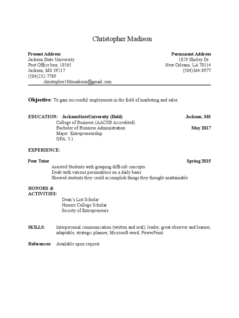 Christopher Madison Resume | PDF